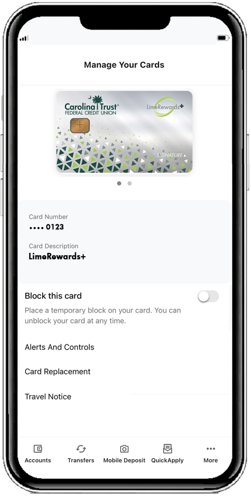 Card Alerts & Controls - Carolina Trust Credit Union